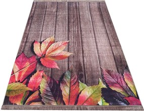 DY Hnědý koberec s motivem listů Horeca-New 106 Rozměr: 160x220 cm