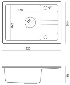 Šedý kuchyňský granitový dřez QUADRON READY- SMART + BATERIE A DÁVKOVAČ