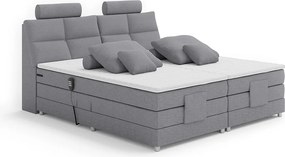 Elektrická polohovací postel, boxspring, šedá, 180x200, POLERMA NEW
