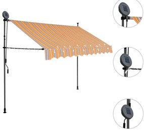 vidaXL Marketos Ručně zatahovací markýza s LED světlem 300 cm žlutomodrá