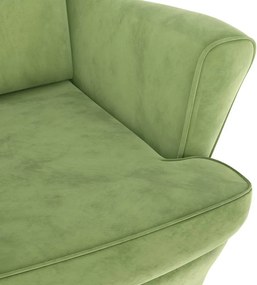 Křeslo ušák se stoličkou světle zelené samet 3115934