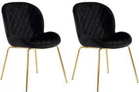 Danish style Jídelní židle Miranda (SADA 2 ks), samet, černá