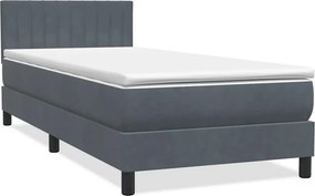 Box spring postel s matrací a LED tmavě šedá 80x220 cm samet 3317098