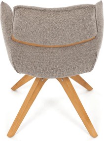 Jídelní otočná židle MAURICE - hnědá látka / nohy z masivního dřeva