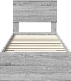 Rám postele Šedý Sonoma a stříbrná 75 x 190 cm Kompozitní dřevo 3410963