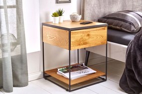 Designový noční stolek Shayla 40 cm divoký dub - otevřené balení
