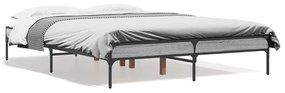Rám postele šedý sonoma 140 x 190 cm kompozitní dřevo a kov