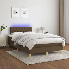 Box spring postel s matrací a LED tmavě hnědá 120x200 cm textil 3133944
