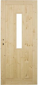 Vedlejší vchodové dveře Průzor, 90 P, 900 × 1970 mm, masivní dřevo, pravé, smrk, průzor
