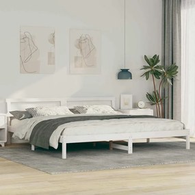 Rám postele s čelo Bílá 200 x 200 cm Masivní borové dřevo 3385746