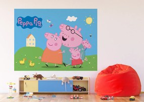 Dětská fototapeta na zed' Prasátko Peppa s Rodinou | 252 x 182 cm | DFTDXL1963