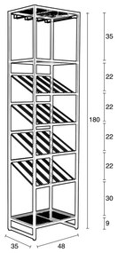 Černá kovová vinotéka na 20 lahví, 48x180 cm Cantor - Zuiver