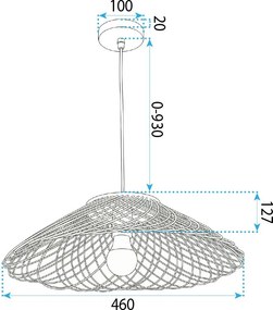 Toolight Natural, závěsné stropní svítidlo 40cm, 1xE27, APP1946-1CP, přírodní hnědá-černá, OSW-66076