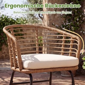 Costway 3-dílný set ratanového zahradního nábytku bistro set pro 2 osob