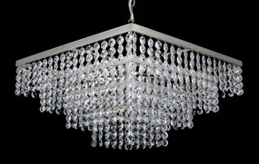 6 bulbs silver square Strass crystal chandelier - Glittering cut octagons