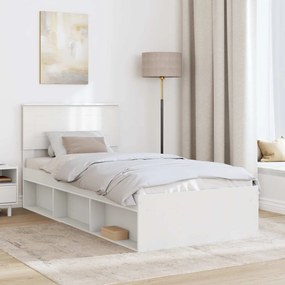 Rám postele s čelo Bílá 90 x 190 cm Kompozitní dřevo 3407922