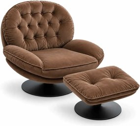 LuxuryForm DESIGN Otočné křeslo LUNA s podnožkou - hnědé