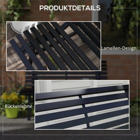 Outsunny Hliníková Zahradní Lavice pro 2 Osoby, Odolná Proti Počasí, UV-odolný Zahradní Nábytek s Designem Žaluzií, Parková Lavice s Nosností 240kg, …