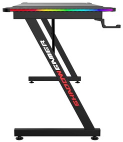 Herní stůl SHADOW GAMER 2.0 140 cm LED RGB černý