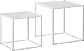 HOMCOM Sada 2 konferenčních stolků, čtvercový odkládací stolek, konferenční stolek s ocelovým rámem, rozkládací stolek v moderním designu, do obývací…