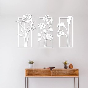 dřevo života Dřevěná dekorace 3 KVĚTINY Barevný vzor: Bílá, Rozměry (cm): 23x40