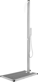 Zahradní sprcha s šedou základnou 225 cm nerezová ocel 3070795