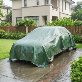 Outsunny Nepromokavá plachta 4 x 6 m 90 g/m² Látková plachta odolná proti roztržení UV stabilní se zesílenými oky UV stabilní zelená