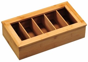 Kesper 58900 Organizér na čaje bambus, 5 přihrádek, 36 x 20 x 9 cm