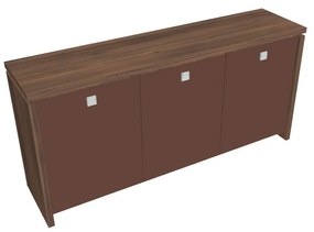 Nízká skříň Verno 188 x 46 x 90 cm, skleněné dveře, ořech / hnědá