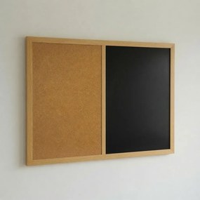 Toptabule.sk  Kombinovaná tabule černá v dřevěném rámu NATURE LINE Světlý dub 60x40 cm