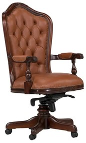 furniture-nabytek.cz - Masivní kancelářské křeslo Cambridge II z mahagonu, lakované, hnědé