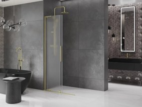 Mexen Velar L, posuvná sprchová zástěna Walk-in 100 x 200 cm, 8mm sklo námraza, zlatá matná, 871-100-003-33-55