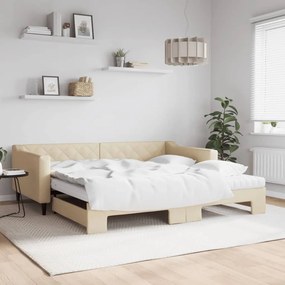 Válenda s přistýlkou a matracemi krémová 100 x 200 cm textil 3197453