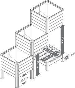 Tchibo - Vyvýšený schodový truhlík - barva: hnědá