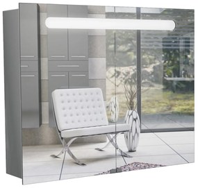 INTEDOOR zrcadlová skříňka s integrovaným LED osvětlením TONIC H ZS 80 Varianta: 99 Dub Thermo černohnědý