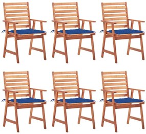 Zahradní jídelní židle 6 ks s poduškami masivní akáciové dřevo,  3078357