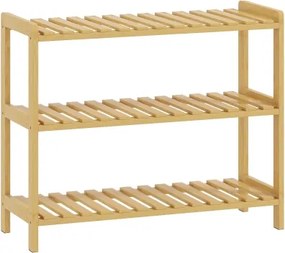 HOMCOM bambusový botník se 3 úrovněmi, botník pro 9 párů do předsíně, chodby 70x26x57,5 cm, přírodní