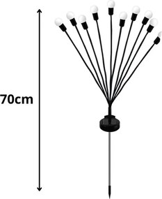 Verk Group SOLÁRNÍ ZAHRADNÍ SVÍTIDLA KULIČKY 2 KUSY PO 8 LED SVÍTIDLECH DÉLKA 70 CM