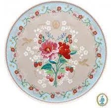 Pip Studio Floral Rose Dortový tác na nožce khaki 30,5cm