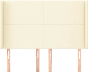 Čelo postele typu ušák krémové 147x16x118/128 cm umělá kůže 3119392