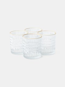 Sinsay - Sada strukturovaných sklenic se zlatým okrajem 4 pack - clear