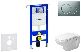 Geberit Duofix - Modul pro závěsné WC s tlačítkem Sigma01, matný chrom + Duravit D-Code - WC a sedátko, Rimless, SoftClose 111.355.00.5 NH3