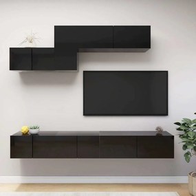 vidaXL 6dílný set TV skříněk dřevotříska [3078835] Barva: Černá