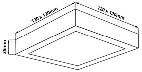 T-LED PS6 LED panel 6W přisazený čtverec 115x115mm Teplá bílá