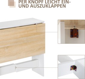 HOMCOM Skládací Jídelní Stůl Kuchyňský Stolek se 2 Sklopnými Listy pro Úsporu Místa Moderní Design 103x76x73.5cm Dřevo