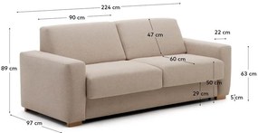 Béžová rozkládací pohovka 224 cm Anley – Kave Home
