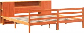 Postel s knihovnou bez matrace 200 x 200 cm masivní borovice 3321870