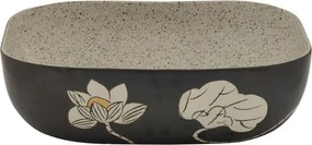 Umyvadlo na desku šedé a černé obdélník 48x37,5x13,5cm keramika 155098