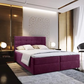Čalouněná postel boxspring GLORIEN 180x200 cm purpurová Matrace: Matrace Bonell pružinová