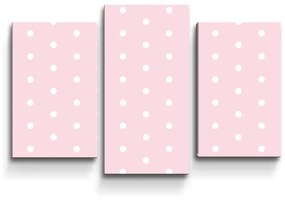 Sablio Obraz - 3-dílný Bílé puntíky na růžové - 75x50 cm